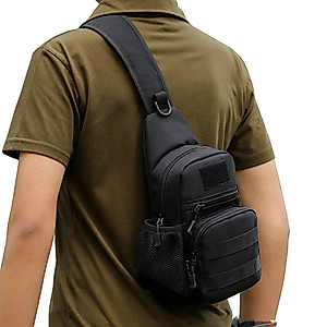Nylon Tactical Sling Bag Crossbody Backpack for Men Women Outdoor Travel Camping Casual Shoulder Chest Bags Day Pack Hunting Hiking Daypack Black