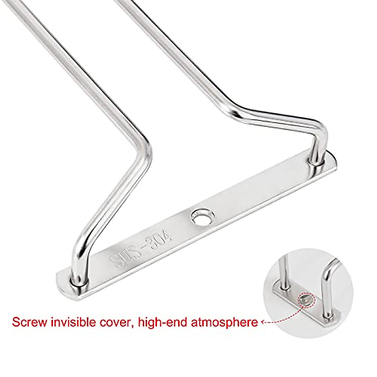 CUKE2BEET 15.7 Inch Stainless Steel Wine Glasses Rack Under Cabinet Stemware Rack, Wine Glass Hanger Rack Wire Wine Glass Holder Storage Hanger for Cabinet Kitchen Bar (4)