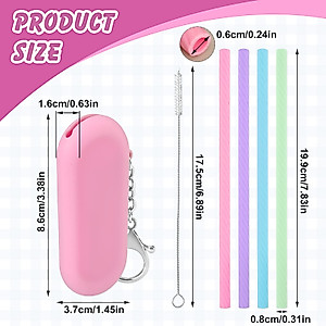 Prasacco 4 Sets Silicone Straws Reusable Straws with Case Foldable Straws Portable Drinking Straws for Travel Party