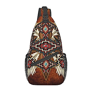 MANQINF Native American Sling Backpack, Multipurpose Crossbody Shoulder Bag Travel Hiking Daypack for Women Men