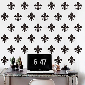 ANFRJJ French Style Flower Wall Stickers - 36 PVC Removable Decals for Bedroom Decor - Elegant Floral Art Decals - JWH195 Collection (Black) - Easy Peel and Stick Wall Decals