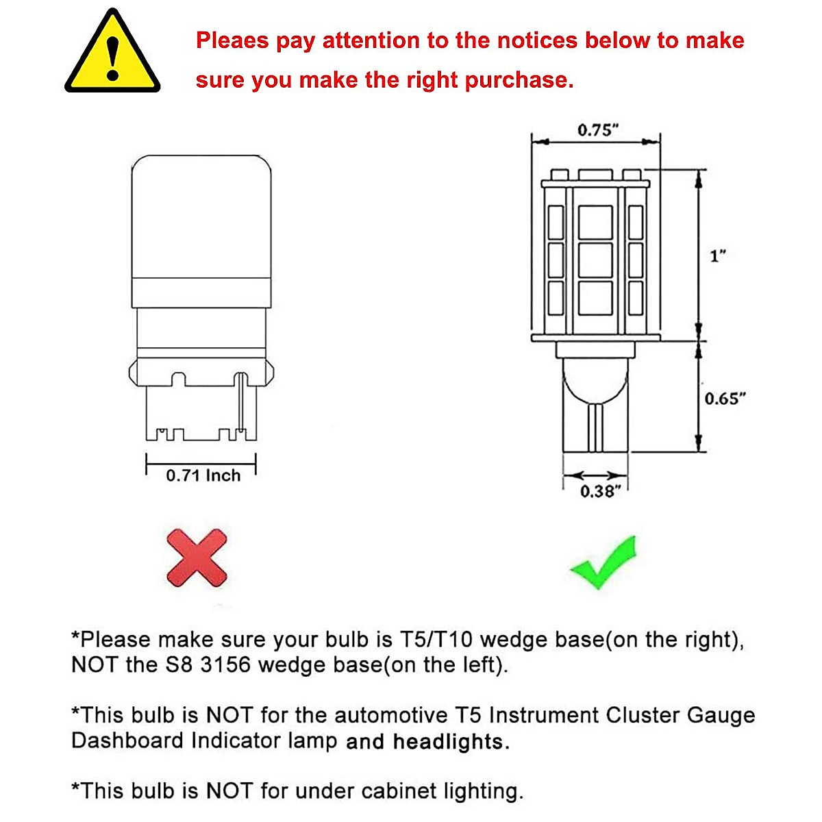Makergroup T5 T10 Wedge Base LED Light Bulb High Brightness 12VAC/DC 3Watt 2700K-3000K Warm White Color for Outdoor Landscape Lighting Deck Stair Step Path Lights and RV Lights Pack of 6