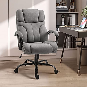 Vinsetto 500lbs Big and Tall Office Chair with Wide Seat, Ergonomic Executive Computer Chair with Adjustable Height, Swivel Wheels and Linen Finish, Light Grey