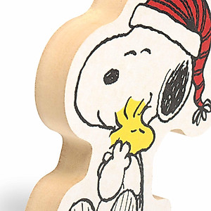 Peanuts Snoopy and Woodstock Warm Embrace Shelf Sitter Decor - Chunky Wood Block Tabletop Decoration for Home or Office