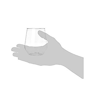 32 count 12 oz Unbreakable Stemless Plastic Wine Champagne Glasses Elegant Durable Reusable Shatterproof Indoor Outdoor Ideal for Home, Office, Bars, Wedding, Bridal Baby Shower