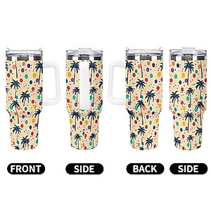 Coconut Trees-tropical Tumbler with Handle Travel Mug Water Bottle Tea Coffee Cup White-style
