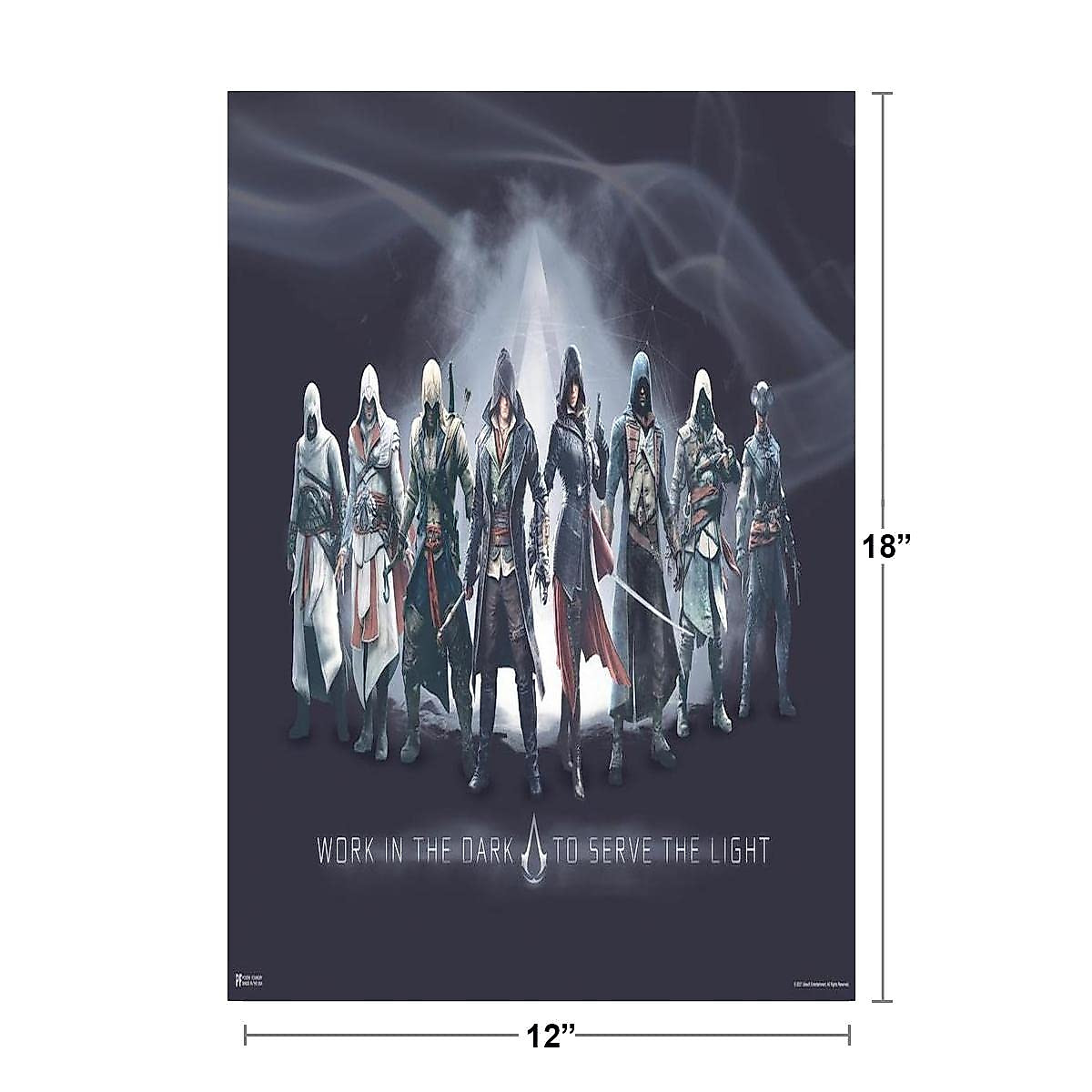 Assassins Creed Wall Art Posters Video Games Wall Decor Work in The Dark to Serve The Light Lineup Valhalla Games Gaming Room Decor Cool Movie Poster Gamer Gift Cool Wall Art Print Poster 18x12