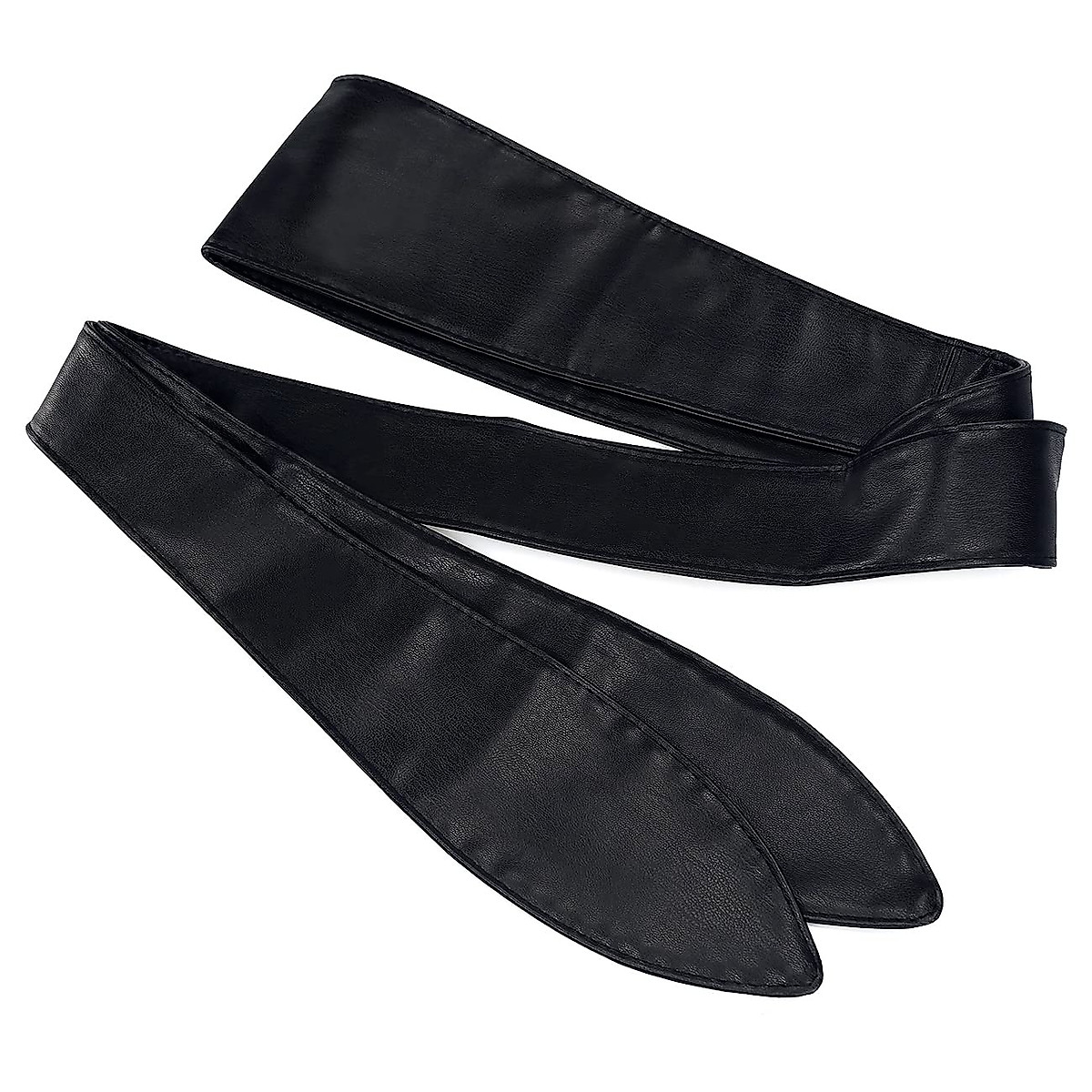 Glamorstar Wrap Belts for Women Dresses Wide Leather Cinch Tie Knot Waist Belts Black 94.5IN/240CM