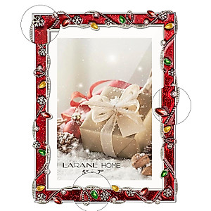 LARAINE 5x7 Picture Photo Frame Christmas Metal 2024 Christmas High Definition Glass Display Pictures for Tabletop Home Decorative Holiday Gift (Red, 5x7)