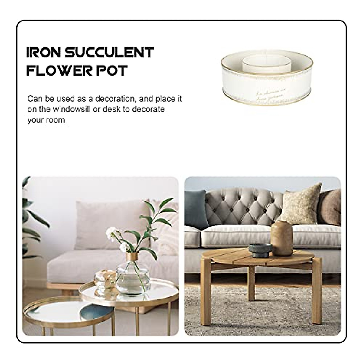 Happyyami 1pc Ring Flower Pot Metal Flower Planter Outdoor Planter Decorative Cute Flower Pot Table Plant Pot Succulent Pot Retro Planter vase Front Door White Small Cactus Iron Office