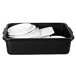 4-Pack Commercial Bus Tubs 8 Litre, Black Plastic Bus Box/Tote, Bus Wash Dish Basin Pans