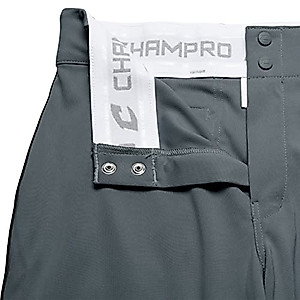 CHAMPRO Men's Standard Triple Crown Open Bottom Adult Baseball Pants, Graphite, Black Pipe, Medium