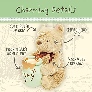 Disney Baby Winnie The Pooh Stuffed Animal Musical Gift Set Includes Classic Pooh Bear Musical Plush, Giant Lift The Flap Board Book, and Gift Book Bag (Music, Shapes, Colors, Numbers, Letters, Time)