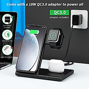Wireless Charging Station,Foldable 3 in 1 Wireless Charger for Apple Watch 8/Ultra/7/6/SE/5/4/3/2/AirPods Pro/2/3,Compatible with iPhone 14/13/12/SE/11/X/XS/XR/Xs Max/8 Plus/Samsung Galaxy Phone Pink