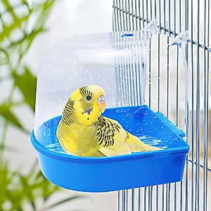 Bird Bath Shower Box Hanging Parrot Bathtub Bowl Cage with Hooks Birdcage Cage Accessory Bathing Tub Suitable for Small Animal Parakeet Canary Budgies Parrot (Random Color) (one-Piece) …
