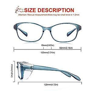 Zoldag Anti Fog Safety Goggles Glasses for Women Blue Light Blocking Eye Protection With Side Shields Safety Glasses