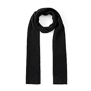 Lallier Cashmere Wool Scarf, Ultra Soft Classic Ribbed Solid Color Winter Scarf for Men and Women with Gift Box, Black