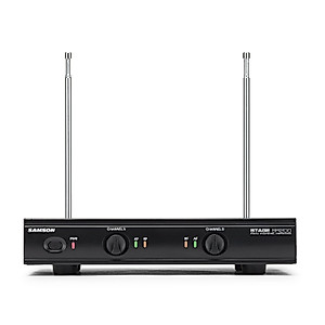 SamsOn-Stage 200 Handheld Dual-Channel Wireless System with Two Q6 Dynamic Microphones, Group D, Black