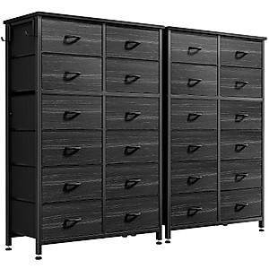 YaFiti Dresser for Bedroom, Tall Dresser with12 Drawers, Dressers Bedroom Furniture Dressers & Chest of Drawers for Clothes, Closet, Black 2pcs