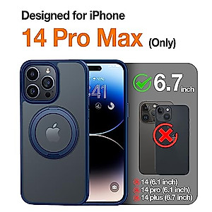 TORRAS 360° Rotatable Ring for iPhone 14 Pro Max Phone Case [Compatible with Magsafe] with Stand, Magnetic Ring Holder Military Grade Shockproof Translucent Back Slim UPRO Ostand Pro, Blue