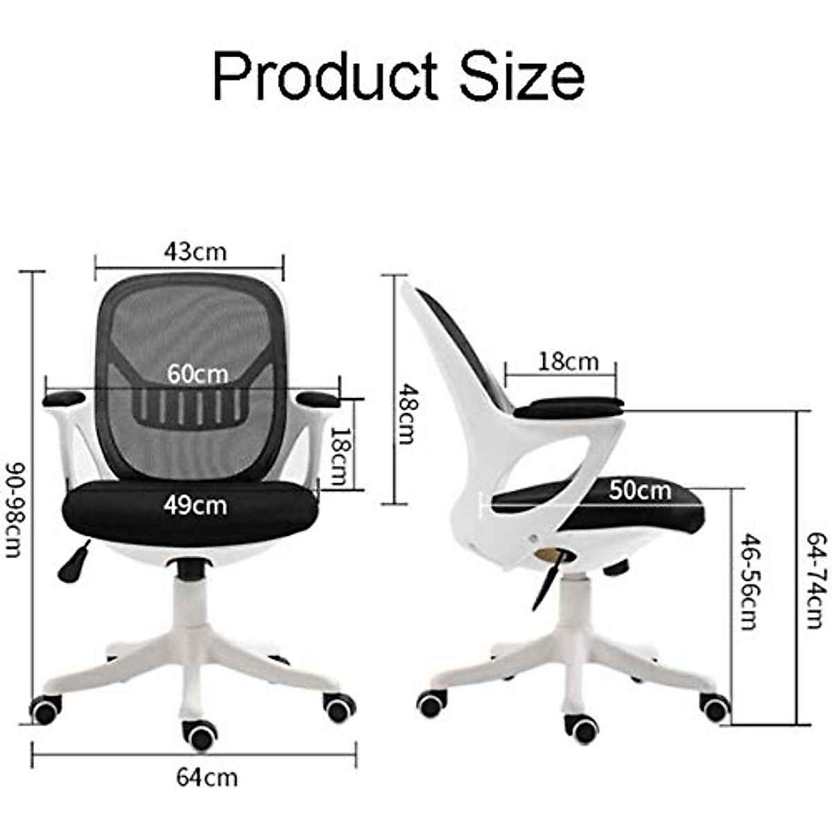 MayNuo Office Chair Gaming Chair Barber Comfy Computer Chair Adjustable Height Office Chair with Chrome Base Padded Swivel Chair/White Frame Black Net