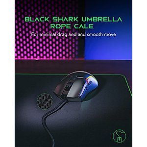 Black Shark Gaming Mouse Wired, USB Computer Ergonomic Mouse with 7 Adjustable DPI Up to 10,000, 7 Programmable Buttons, 5 Modes RGB Backlight, Optical Gamer Mice for Windows PC Laptop Mac