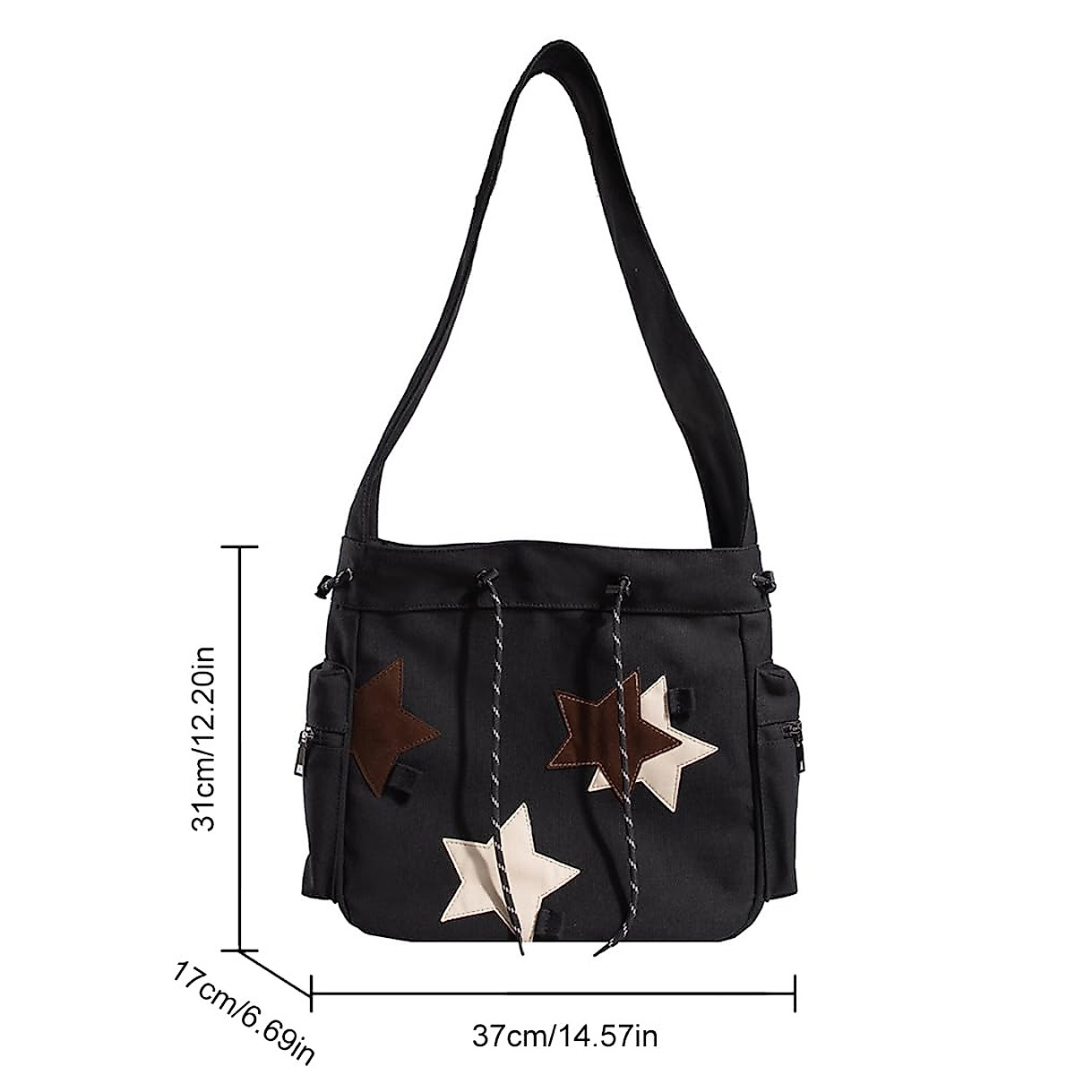 Cute Kawaii Messenger Bag Canvas Crossbody Bag Aesthetic Shoulder Bag for Women Men Flap Messenger Bag with Pockets