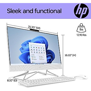 HP 24-df1023w 23.8" FHD All in One Intel Core i3-1115G4 3.0GHz 4GB RAM 256GB SSD WiFi Bluetooth Webcam Windows 11 Home (Renewed)