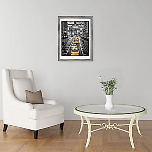 Finefrarm 12x16 Rustic Frames Solid Wood Display Pictures 11x14 with Mat or 12x16 Photo Without Mat, Distressed Wooden Picture Frame Wall Art for Living Room Wall Mounting, Gray