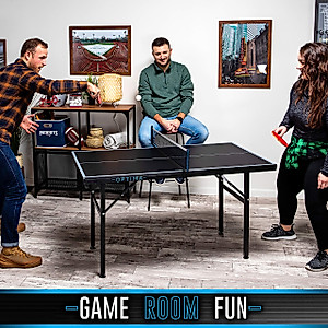 Franklin Sports Mid-Sized Table Tennis Table - Optimum Mid-Size Table - Perfect for Kids or Smaller Rooms - Easy Assembly - Pro Quality - 53" x 29.5", Blue/White