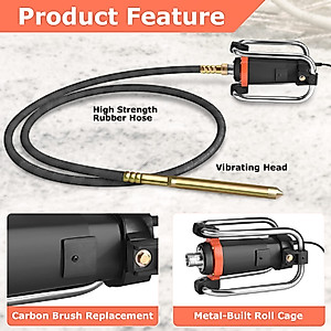 Seeutek Hand Held Electric Concrete Vibrator Motor 1500W 16000 RPM Portable Construction Insertion Vibrator Remove Air Bubbles and Level Concrete with 4.5 M (14-3/4feet) Long Shaft