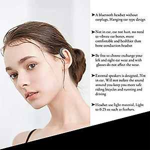 3C Light Ear Hook Wireless Bluetooth Headphone,Painless Wearing Single Ear Bluetooth Earpieces with Mic,Lightweight Non Bone Conduction Headsets for Cell Phone Android iPhone X/8/7/6(Black)