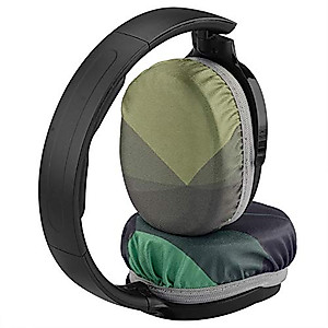 Geekria 2 Pairs Flex Fabric Headphones Ear Covers, Washable & Stretchable Sanitary Earcup Protectors for Over-Ear Headset Ear Pads, Sweat Cover for Warm & Comfort (M/Green)