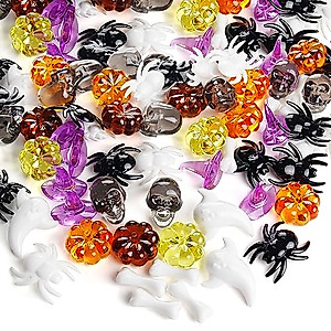 270 PCS Halloween Vase Fillers Includes Mini Acrylic Pumpkin Cute Ghost Mini Skull Head Small Witch Hats, Halloween Party Table Decoration Halloween Decorations Tiered Tray Decor