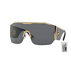 Versace VE2220 100287 41MM Gold/Dark Grey Irregular Sunglasses for Men + BUNDLE with Designer iWear Eyewear Kit
