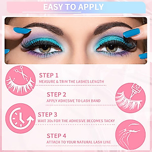 False Eyelashes Fluffy Faux Mink Lashes Natural Look, 14 Pairs Pack Reusable 15MM 3D Fake Eyelashes - Lightweight & Comfortable Cat Eye Wispy Lashes Easy To Apply, Contact Lens Friendly, Cruelty-Free