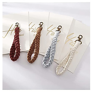 Poagoep Macrame Boho Keychain Bracelet Handmade Wristlet Keychain Keyring Holder Wrist Lanyard for Women（2）