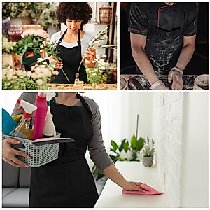 FunChaos 2 Pcs Plus Size Chef Apron, Black Apron, Unisex Apron with 2 Pockets for Cooking, Grilling, BBQ, Work, Professional Apron for Waiter Artist Hairdresser (Large Size)