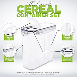 Utopia Kitchen Cereal Containers Storage - Liter Airtight Food Storage Containers & Cereal Dispenser For Pantry Organization And Storage (Clear, 4 Liter Pack of 2)