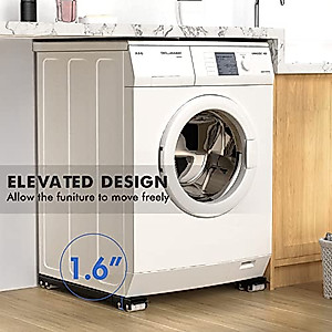 SPACEKEEPER Furniture Dolly Mobile Roller, Extendable Appliance Rollers Mobile Washing Machine Base, Fridge Stand Moving Cart for Washing Machines, Refrigerators, Dryers, Dishwashers, Black