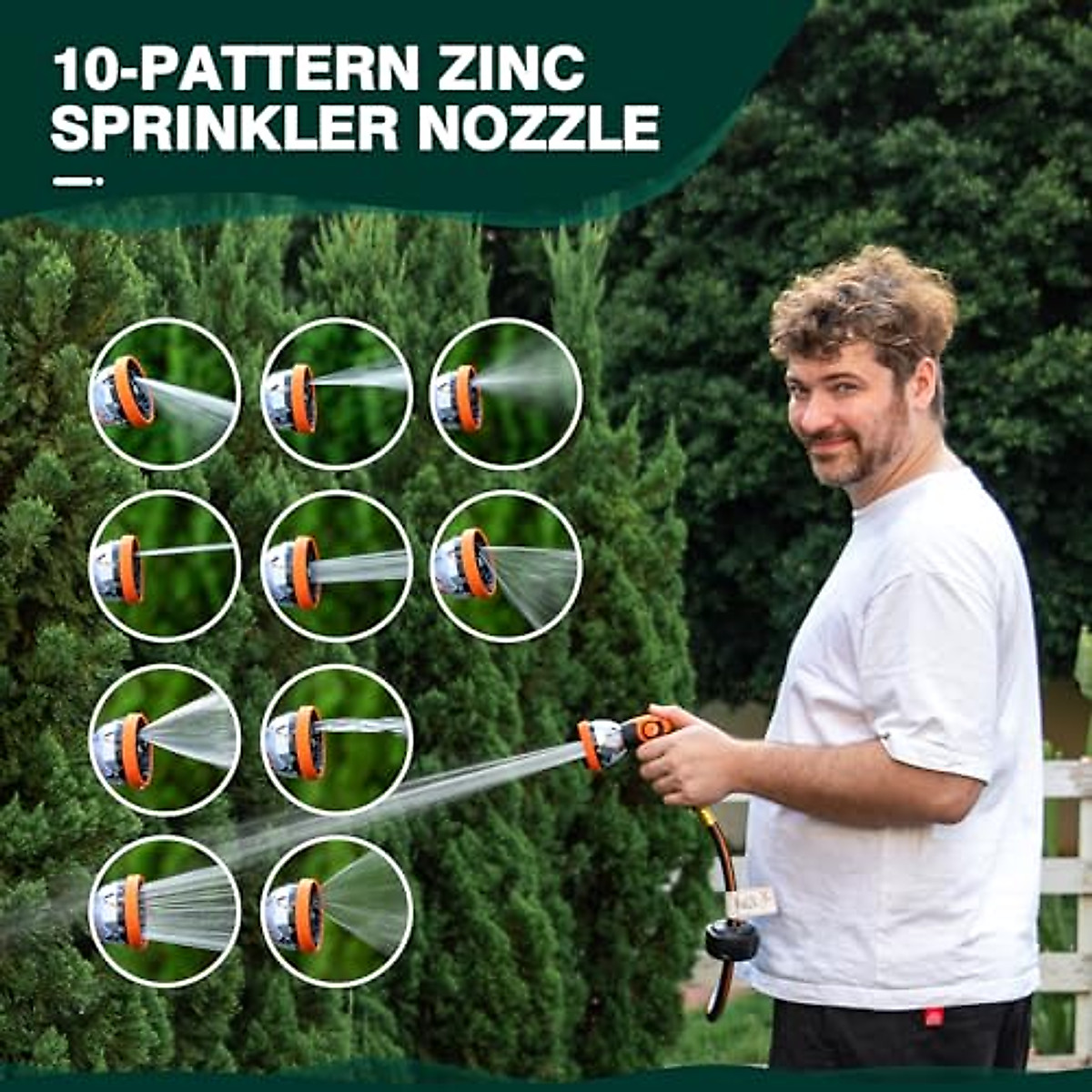 Retractable Garden Hose Reel Wall Mount, Nichro 1/2"×100ft Automatic Garden Hose Reel with Cover, 10 Pattern Hose Nozzle, Auto Rewind/Any Length Lock/Optional Installation Modes