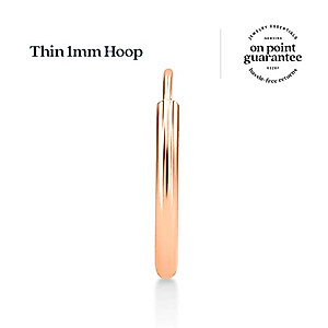 KEZEF 14k Gold Hoop Earrings For Women In Real Gold - 14 Karat Gold Hoop Earrings For Girls - 1mm Thin Solid Gold Earrings - Endless Hoops Earrings In Rose Gold - Size 10mm -2/5 Inch