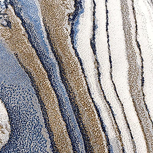 Abani 6’ x 9’ Modern Topography Design Blue, Grey & Gold Area Rug Rugs Modern Pattern No Shed Dining Room Rug