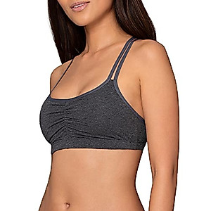 Fruit of the Loom Women's Spaghetti Strap Cotton Sports Bra-All-Day Comfort & Easy Movement, Petite Modern Camo/White/Black Hue/Blushing Rose with Black/Charcoal/Black Hue, 42