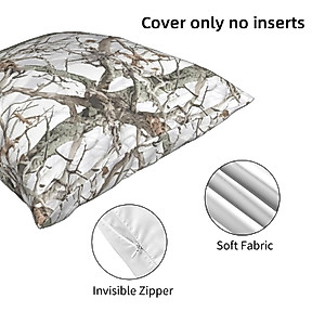 White Tree Camo Printed Pillow Covers Soft Throw Pillow Covers Cushion Pillow Covers Square Pillowcases Decorative Cushion Case for Sofa Couch