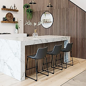 Signature Design by Ashley Centiar Modern Faux Leather 23.75" Counter Height Bucket Seat Barstool, Set of 2, Gray