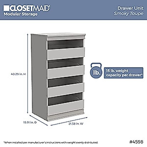 ClosetMaid 4598 Modular Storage Stackable Unit with 4 Drawers, Taupe