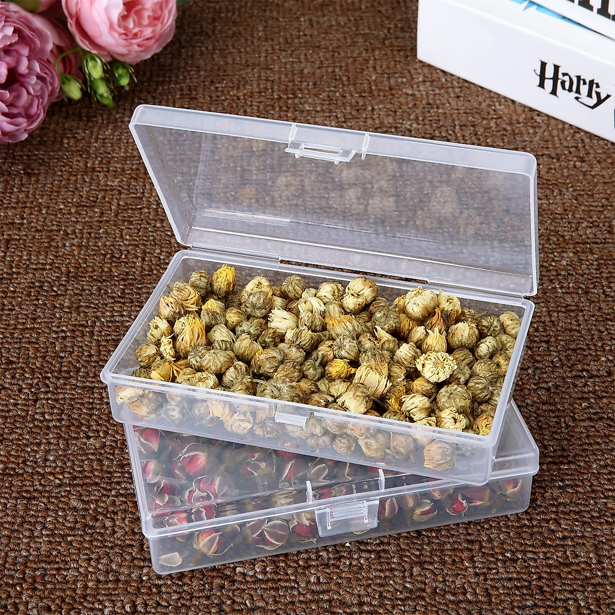 DIRBUY 12pcs Small Plastic Rectangular Containers, Clear Mini Plastic Boxes with Lids for Beads and Small Items (5x 3 x 1 inch)