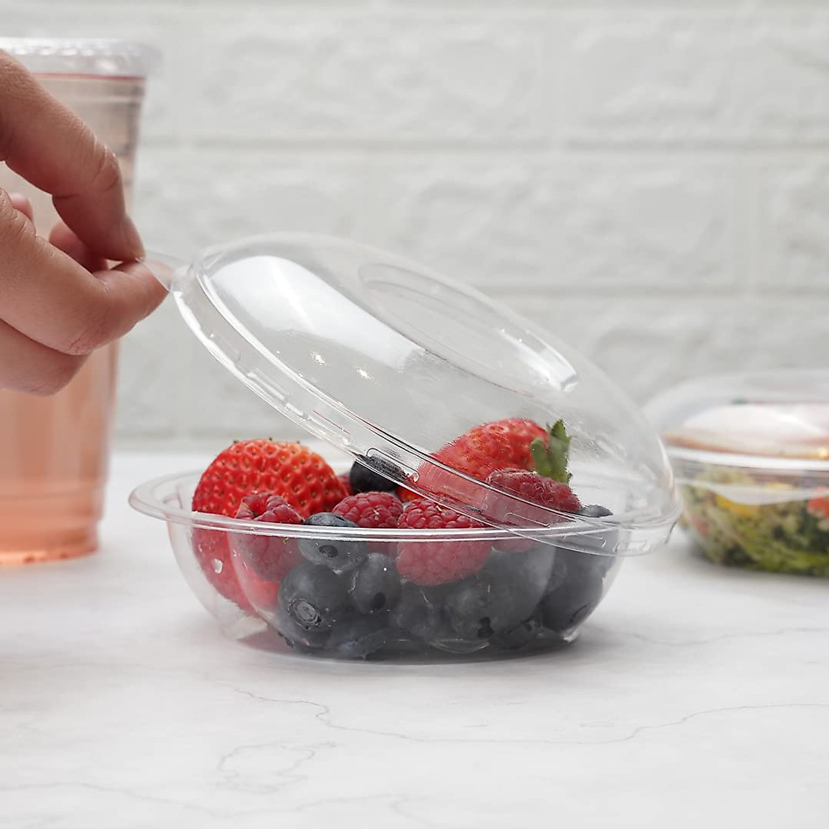 Restaurantware LIDS ONLY: Thermo Tek Lids For 8-12- 16-Ounce Disposable Salad Bowls500 Round Deli Bowl Lids - Bowls Sold Separately Air-Tight Clear Plastic Salad Container Bowl Lids