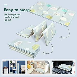 UANLAUO Foldable Baby Play Mat, Extra Large Waterproof Activity Playmats for Babies,Toddlers, Infants, Play & Tummy Time, Foam Baby Mat for Floor with Travel Bag